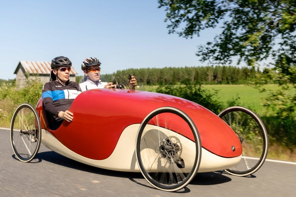 Elegant human-powered pedalcar with electric assistance