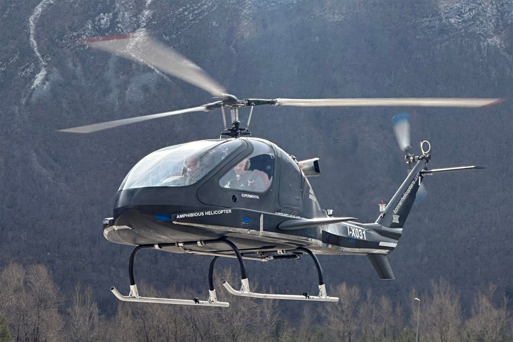 Turbine-powered amphibious helicopter merges air and water capabilities