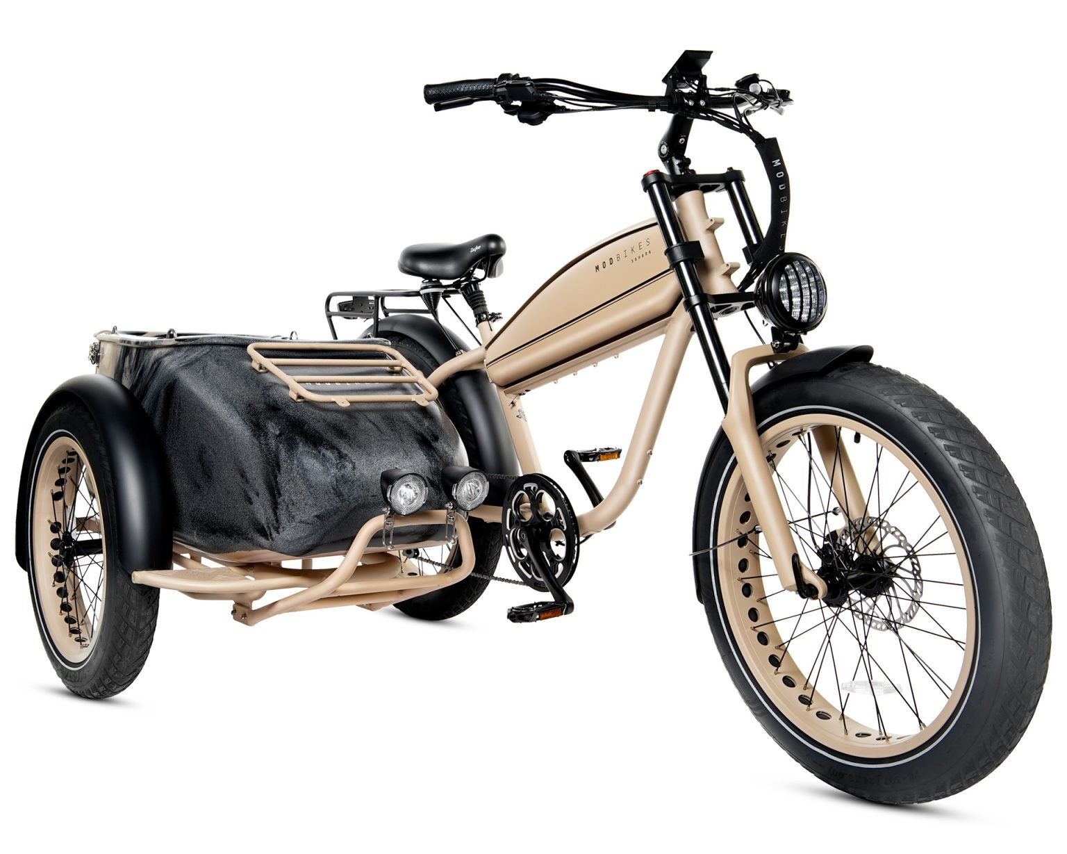 Desert camo eBike and sidecar combo: Modern power meets vintage BMW style