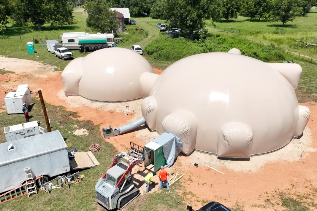 Monolithic dome home inflates in minutes