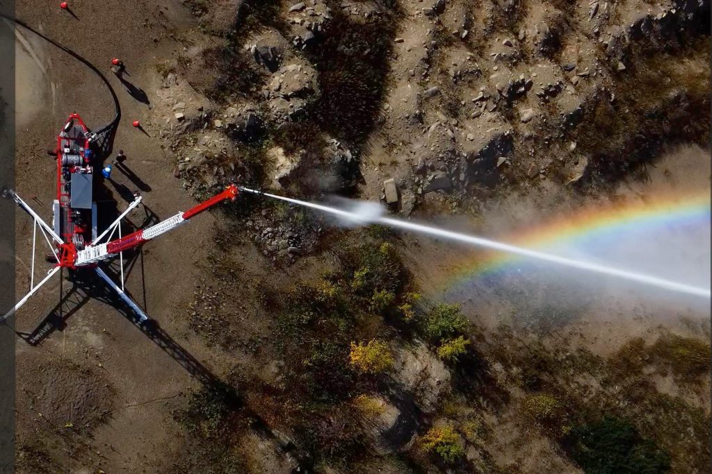 Water-spraying tower provides a mobile solution for forest fire fighting