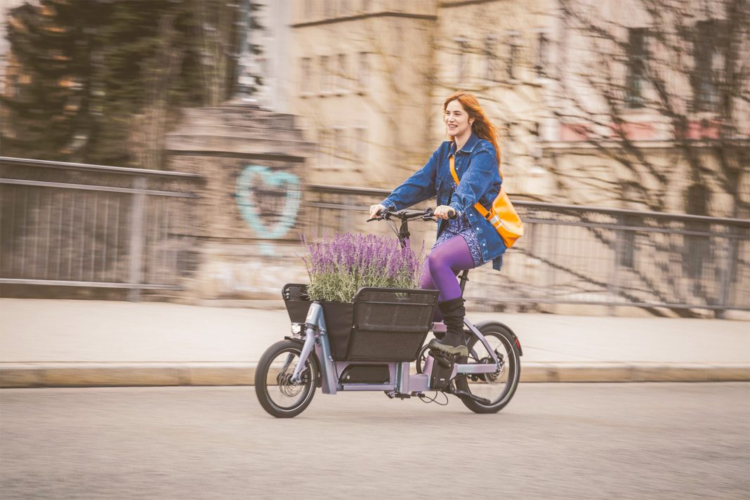Front-loading cargo ebike folds to half its size between hauls