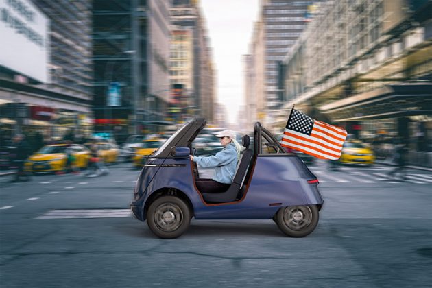 Roofless electric bubble car targets US as an 'anti pickup truck'