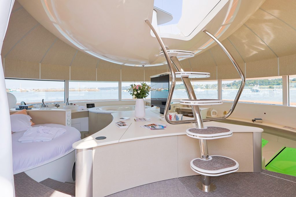 Solar-powered floating pod designed for off-grid living