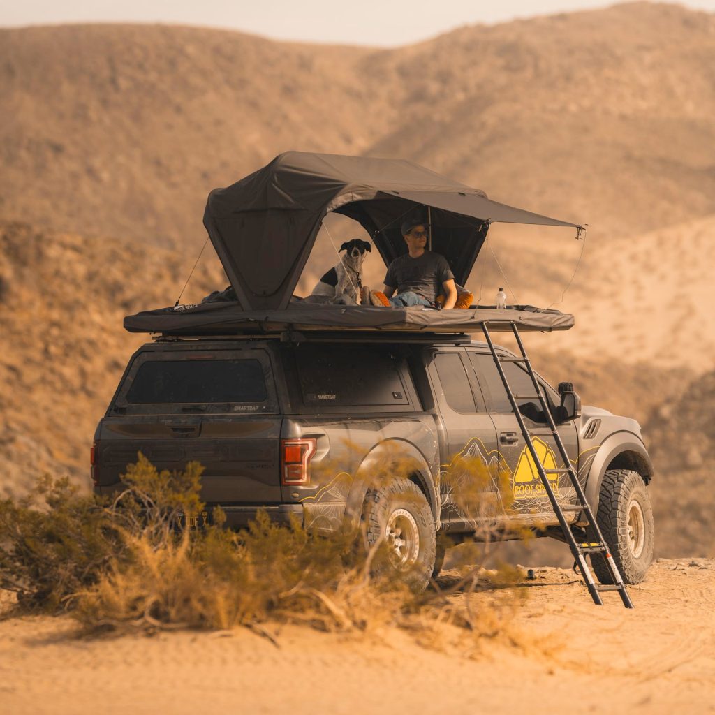 Expandable hardshell rooftop tent with a spacious double-deck design