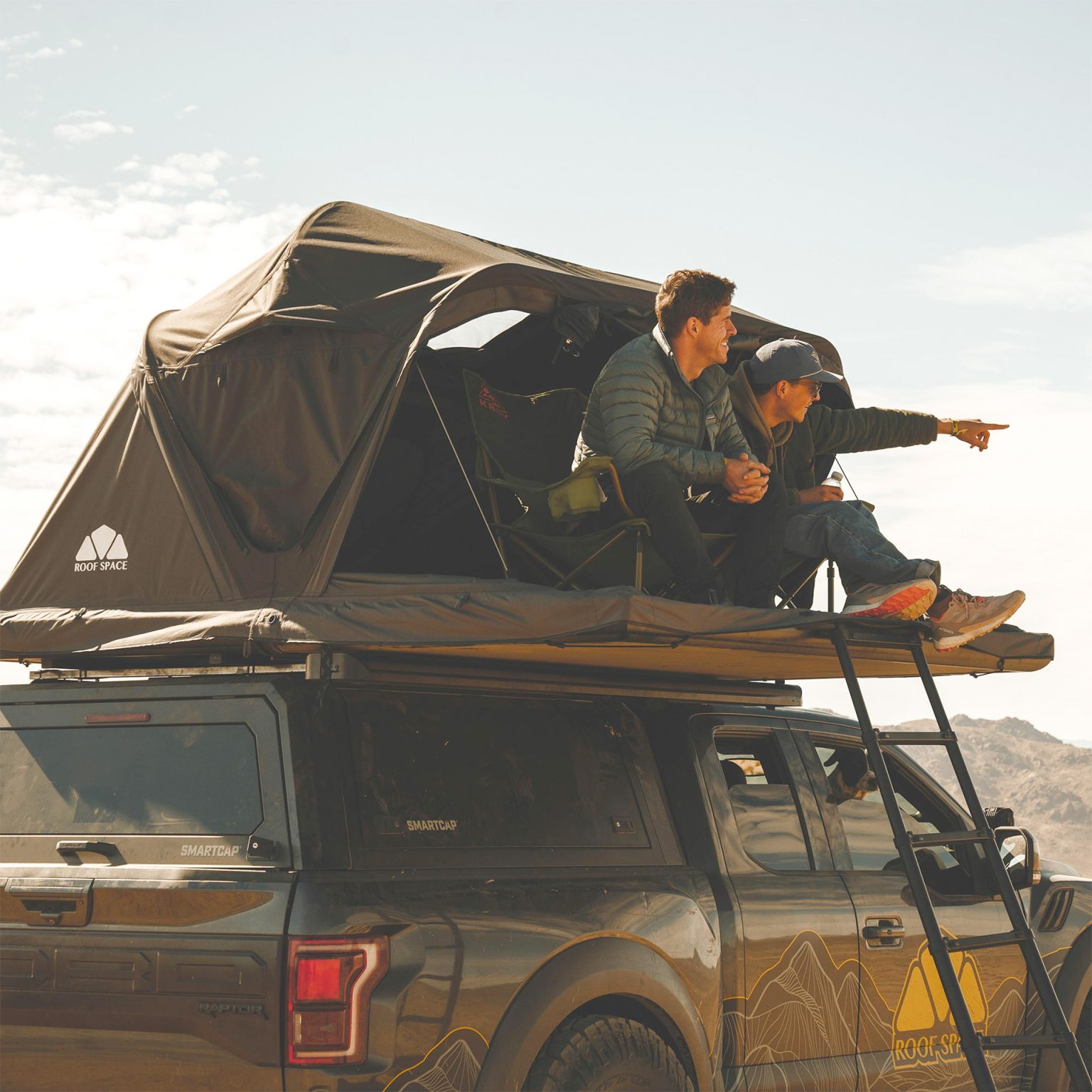 Expandable hardshell rooftop tent with a spacious double-deck design