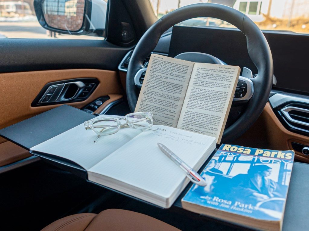 Caro Stand & Table turns your car into a portable workspace