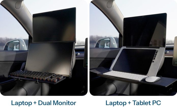 Caro Stand & Table turns your car into a portable workspace