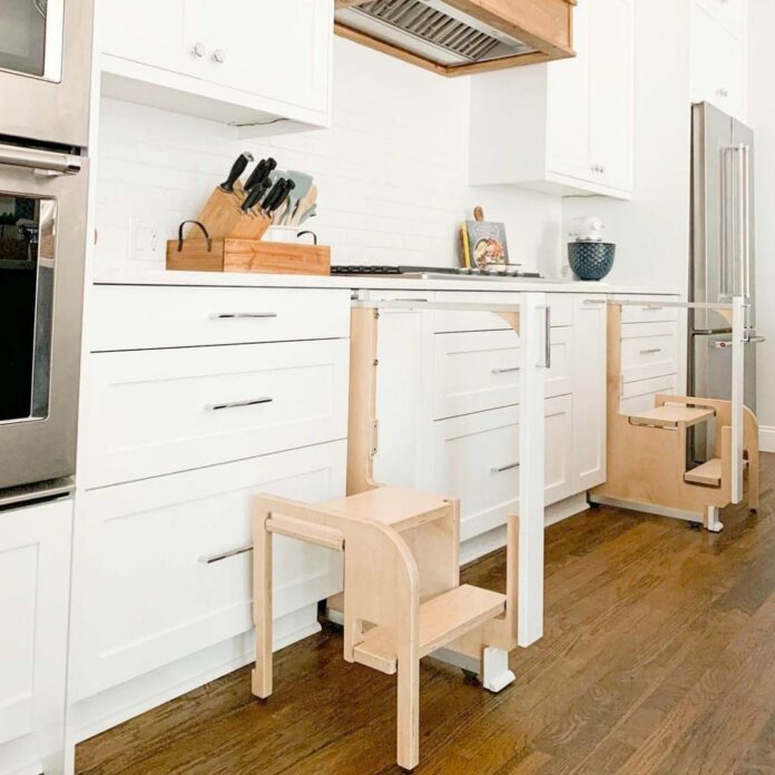 Handy cabinet‑step stool that disappears when not needed